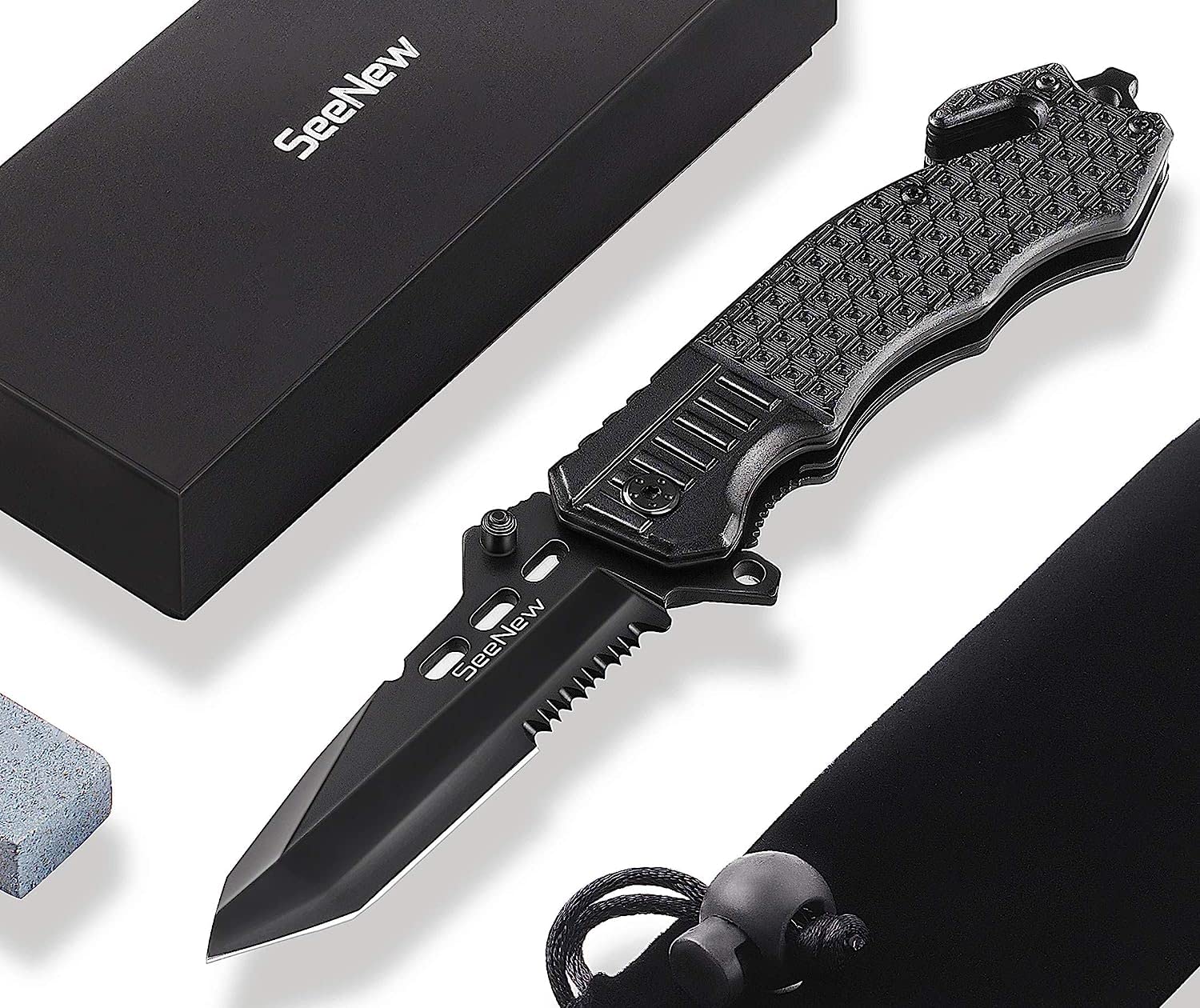 Seenew Outdoor Survival Pocket Knife Perfect for Work Hiking Camping(Large gift box)