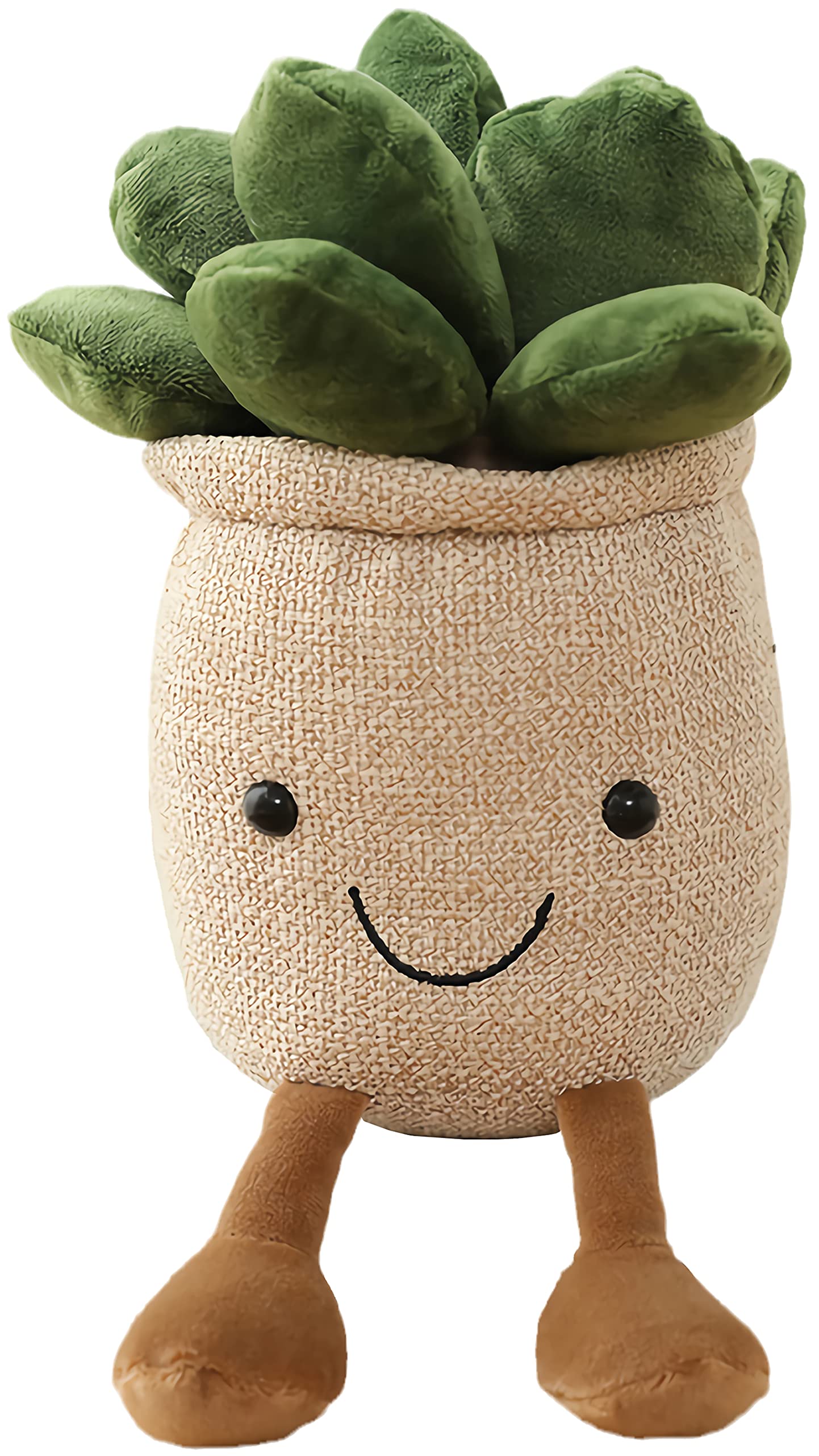 WUZHOU Tulip Plush Toy, 13.7" Flower Pot Stuffed Plushie Pillow Decoration, Soft Fluffy Toy Succulent Plants Friend Throw Pillow, Multicolor (Khaki-Succulent)