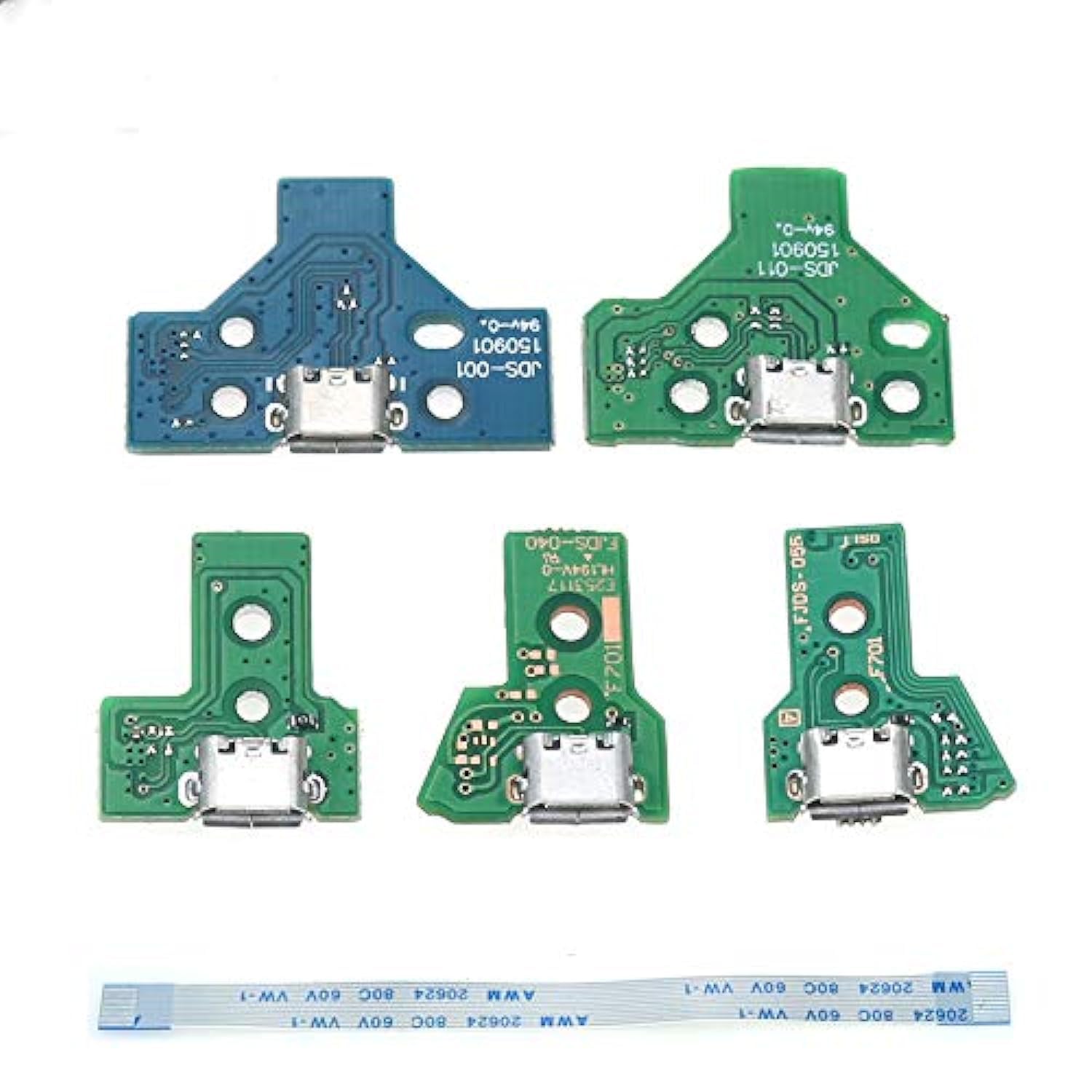 New USB Charging Port Socket Circuit Board with Power Switch Ribbon Cable for PS4 JDS 011 001 030 040 055 Controller (JDS-011)