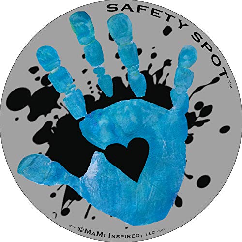 Safety Spot Magnet - Kids Handprint for Car Parking Lot Safety - Gray Background with Splat (Blue)