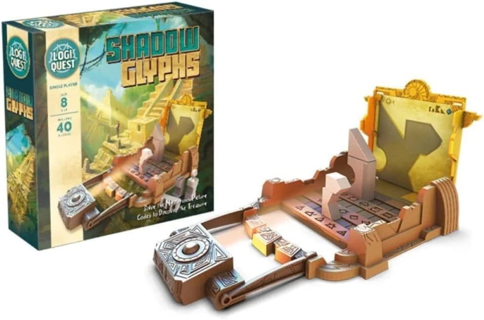 Shadow Glyphs Logic Puzzle Board Game | LogiQuest Puzzle Adventure Game | Kids & Family Puzzle Game | Includes 40 Puzzles | Convenient Portable Case | Ages 8+ | 1 Player | Avg. Playtime 15 Minutes