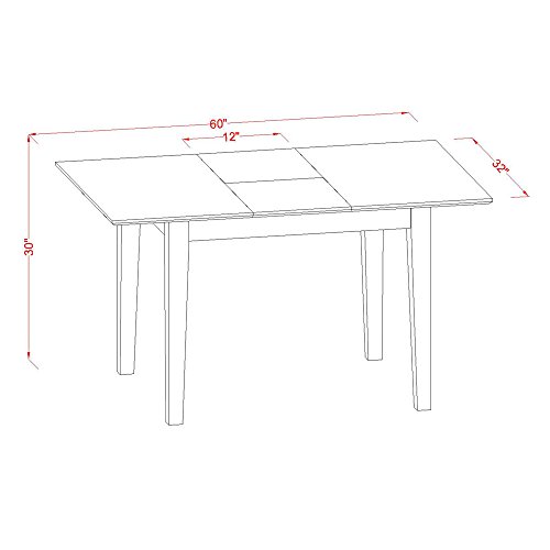 East West Furniture PSBO5-MAH-W 5Pc Dinette Set Includes a Rectangle 48/60 Inch Dinner Table with Butterfly Leaf and 4 Wood Seat Kitchen Chairs, Mahogany Finish