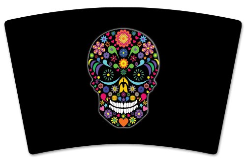 Mugzie Multi Color Sugar Skull Travel Mug with Insulated Wetsuit Cover, 16 oz, Black