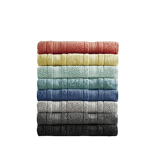 Madison Park Essentials Adrien 100% Cotton Soft Bathroom Towel Set, Highly Absorbent, Zero Twist, Quick Dry, Include 2 for Shower, 2 Hand & 2 Facial Wash Cloth, Multi Sizes, Seafoam 6 Piece
