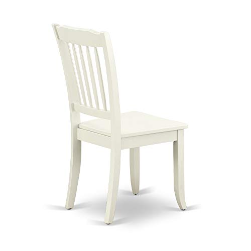 East West Furniture DAC-LWH-W Danbury Kitchen Dining Chairs - Slat Back Wooden Seat Chairs, Set of 2, Linen White