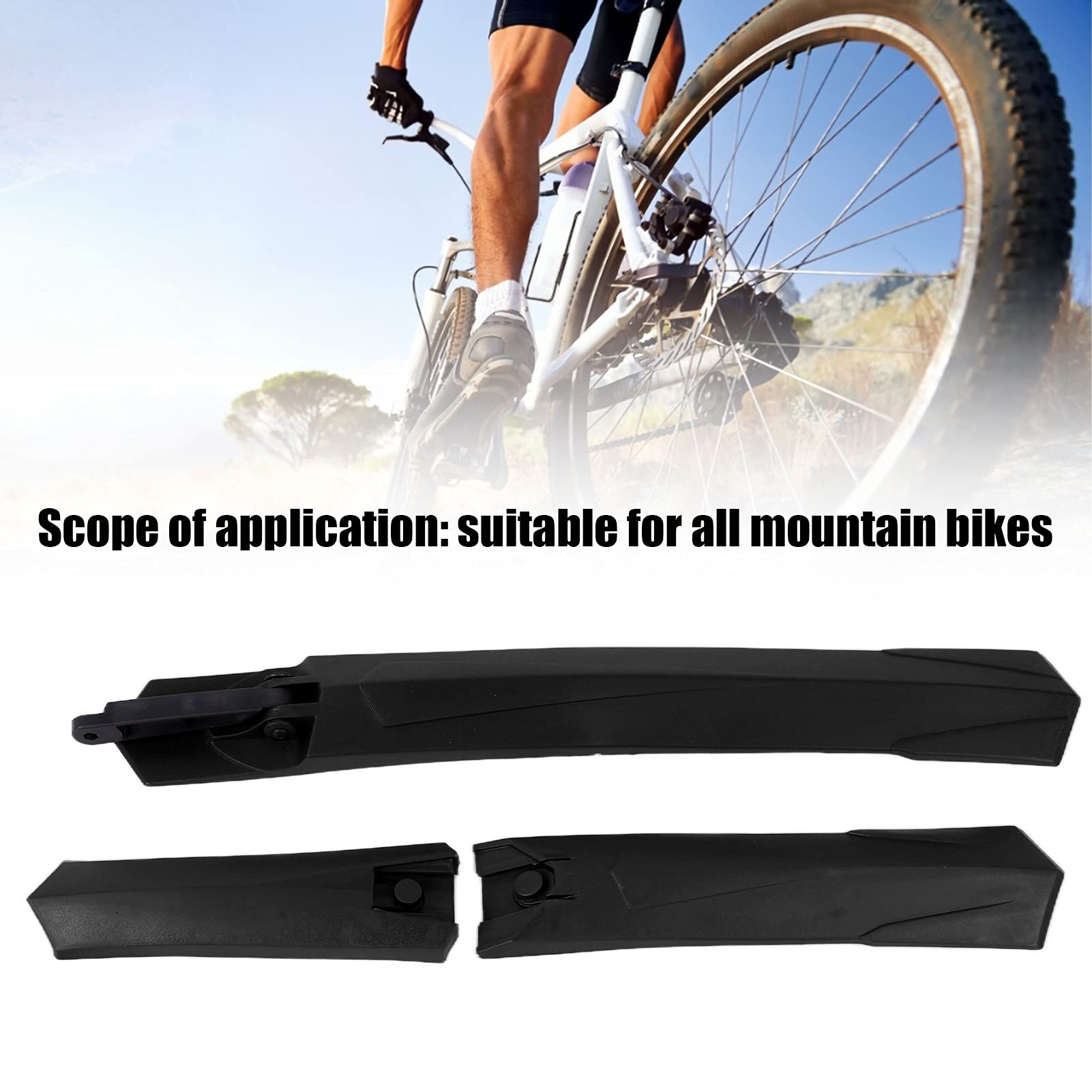 Bike Mud Guard, Road Bike Mud Guard Convenient Cleanable Simple Disassembly with Fixed Components Securing Clip for Cycling for Riding(Black)