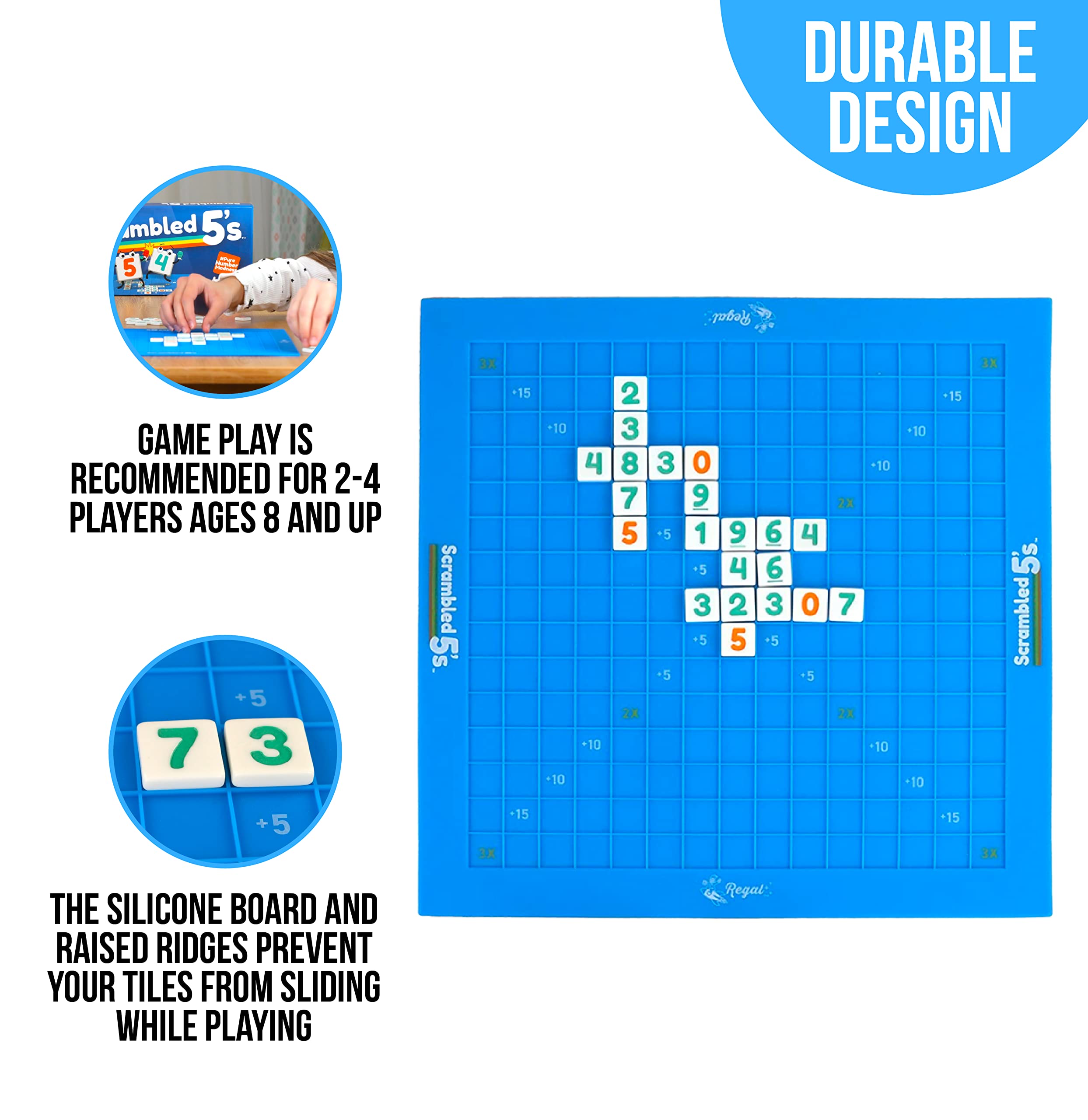 Regal Games - Scrambled 5’s - Fun Family-Friendly Math Game - Includes Silicone Game Mat - Ideal for 2-4 Players Ages 8+