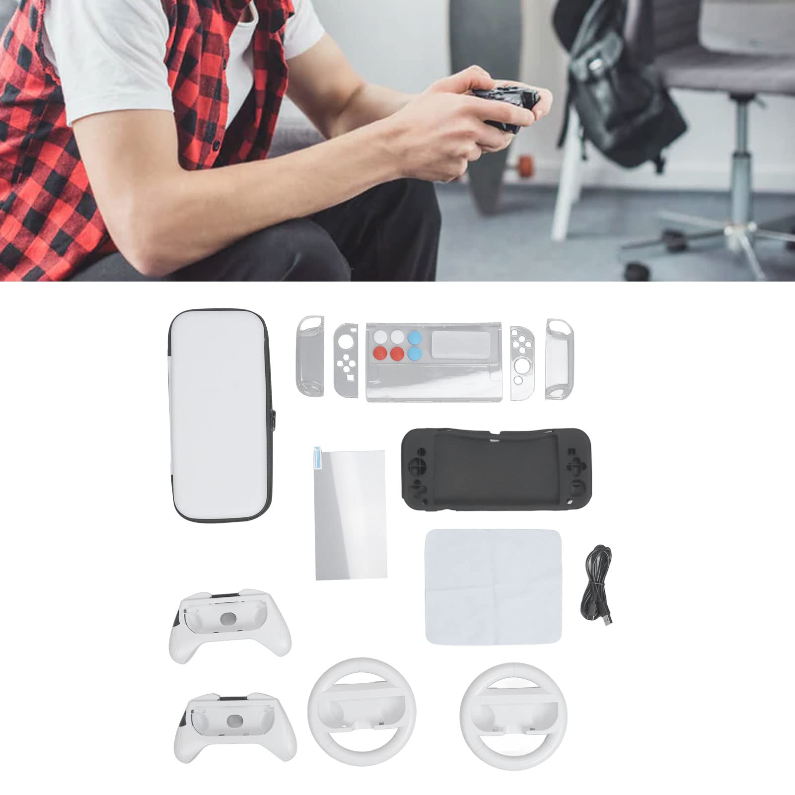 Controller Protector Bundle Game Accessories Kit Thumb Grip Cover Drop Resistant for Game Console
