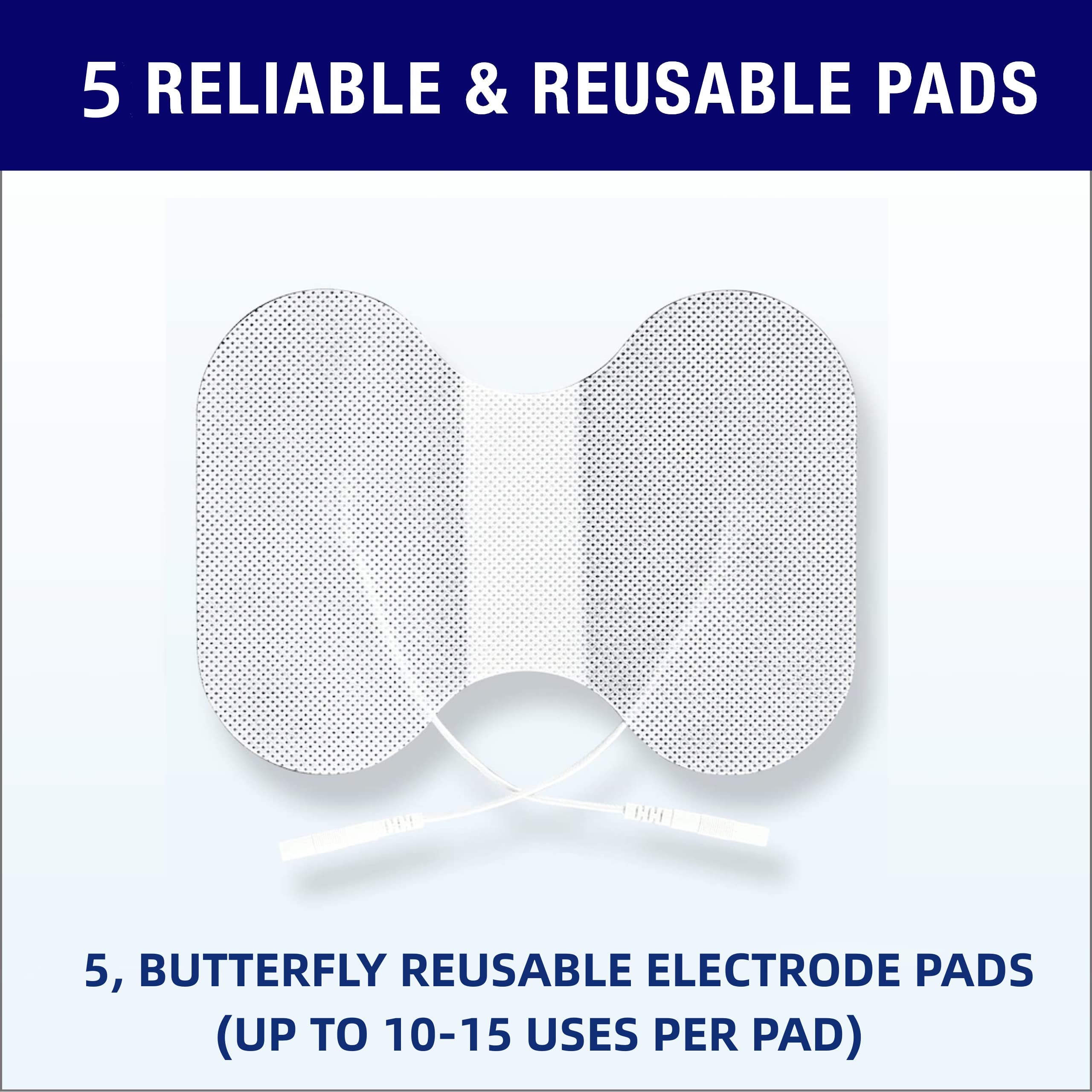 Syrtenty TENS Unit Replacement Pads - Pack of 6 Butterfly Shaped Electrode Squares for Muscle Stimulation & Therapy