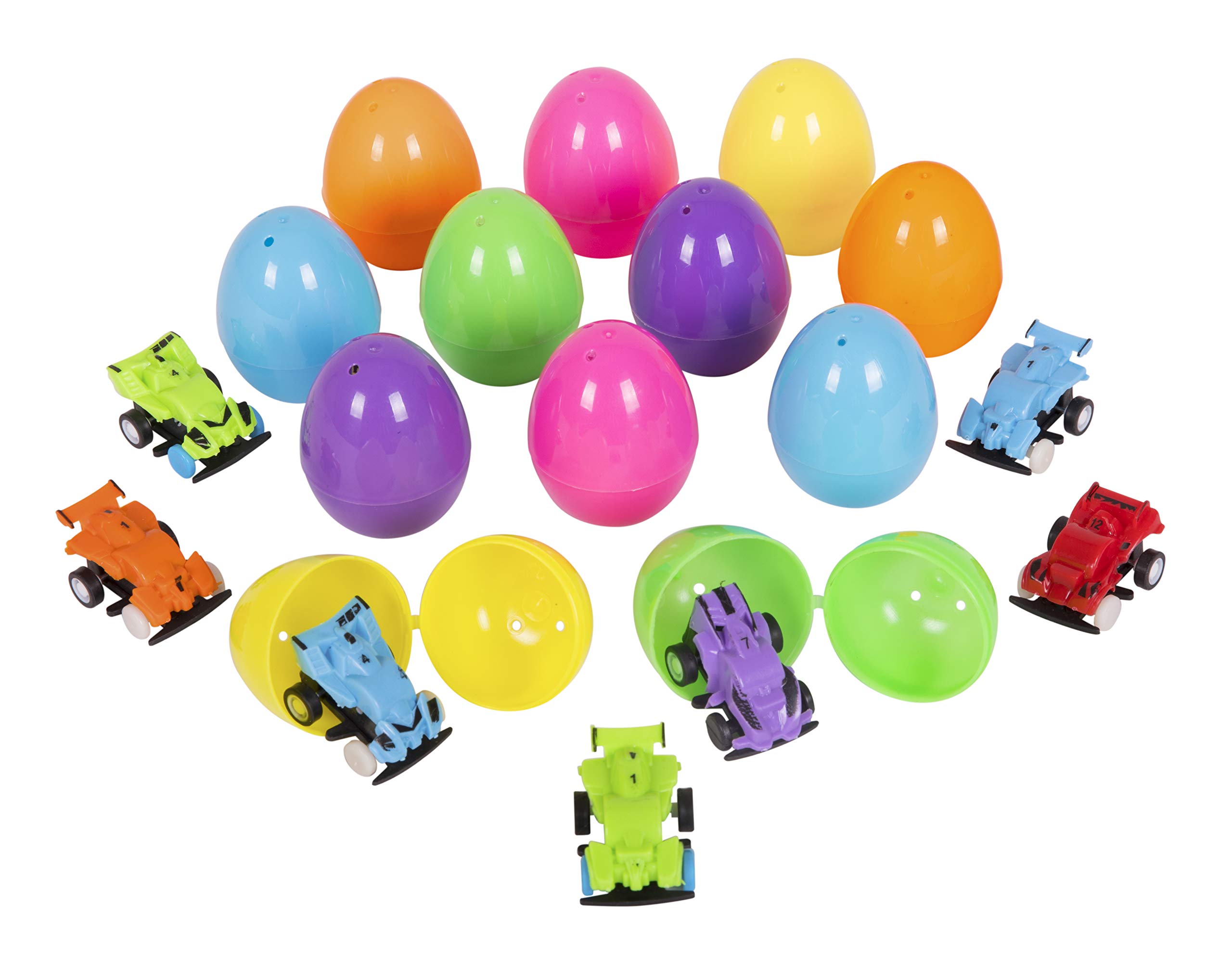 Kangaroo Prefilled Easter Eggs With Toys Inside (12-Pack) I Easter Egg Filled with Car for Kids - Boys & Girls I Surprise Pre Filled Easter Eggs With Toys inside Bulk | Great Treat for Toddlers