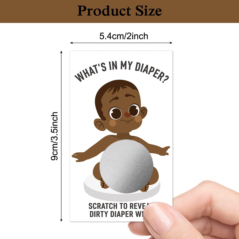 Hafhue 50 Pack What‘s in My Diaper Scratch Off Game Scratch Off Cards for Baby Shower, Baby Shower Activity and Idea, Silly Activity for Ice Breakers(African American)