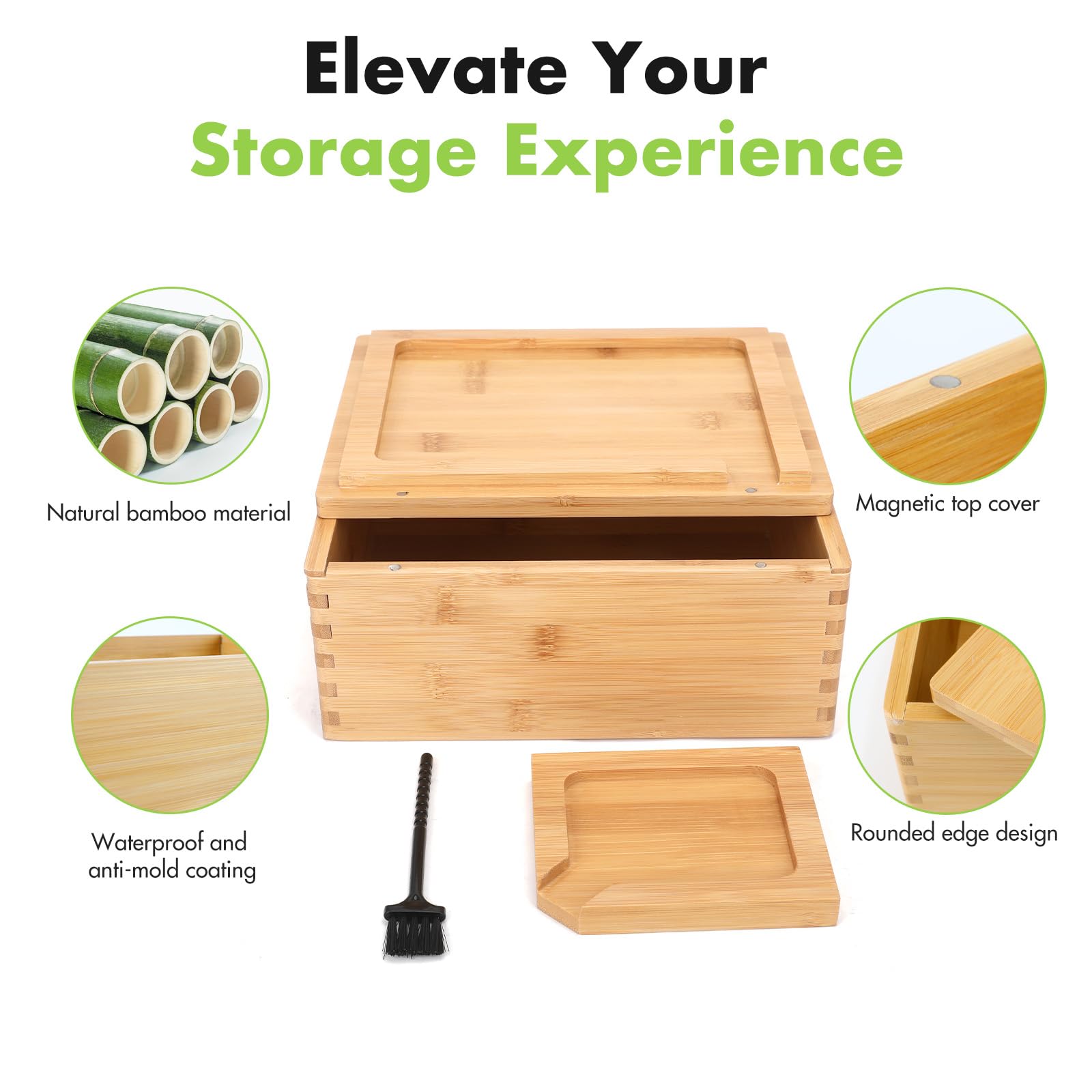 Donghome Bamboo Tray Set Handmade Storage Box with Megnetic Lid,Wooden Decorative Box