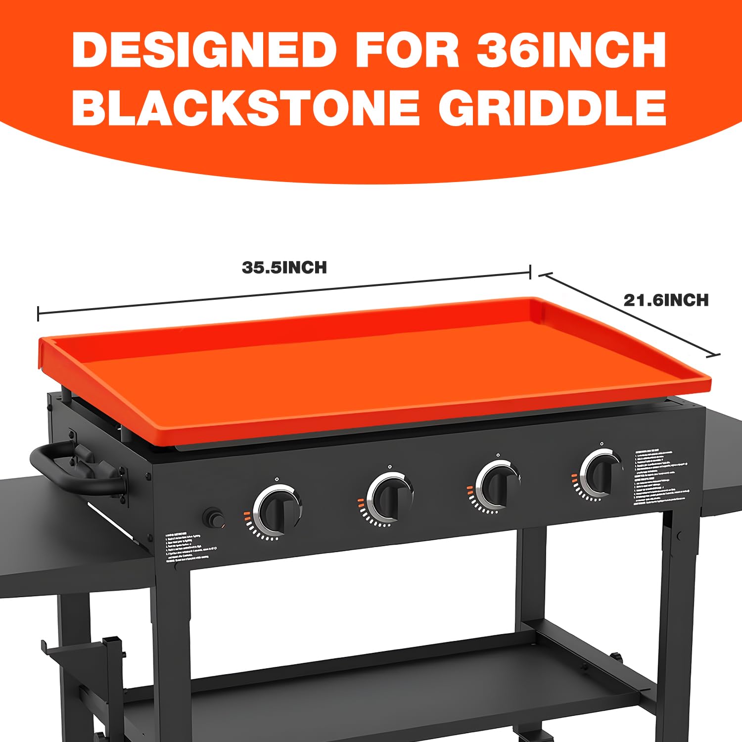 Blackstone Silicone Griddle Cover, Upgraded Full-Cover 36 Inch Silicon Griddle Mat for Blackstone, Grill Buddy Mat, Provide Better Sealing to Protect your Griddle from Rain, Dirty, Debris and Bugs