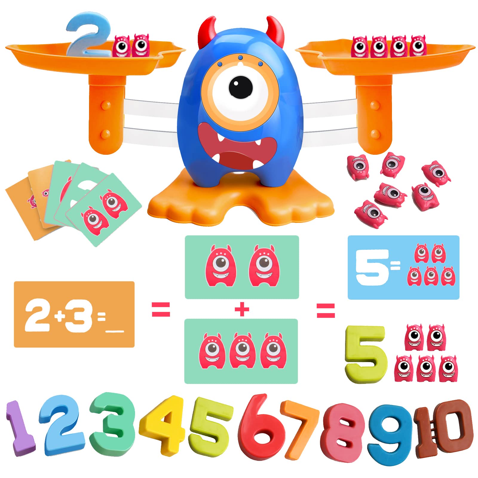 KANKOJO Monster Balance Cool Math Game for Age 3-5, Toddler Learning Resources Number Blocks Preschool Games, Kids STEM Montessori Educational Toys Gifts for 4 Year Old Boys Girls