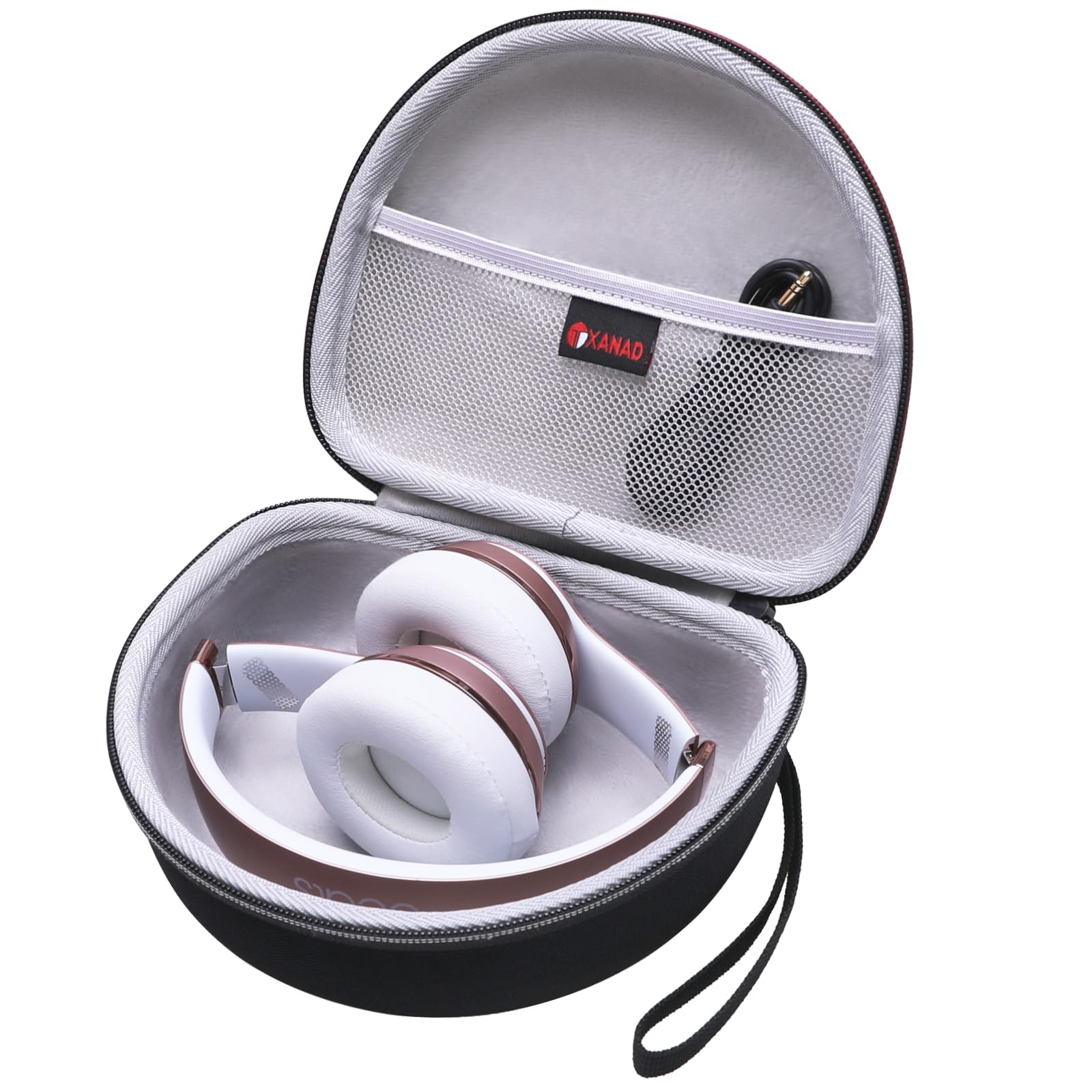 XANAD Headphones case for Beats Studio and Beat Solo Series/JBL Tune and JBL Live Series/TOZO ht2 Series/Anker Life Series/Bose QuietComfort Series, Fit All Folding Headphone(Outer Black+Inner Grey)