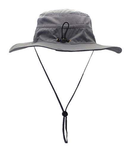 Duakrs Unisex Wide Brim Sun Hat,Outdoor UPF 50+ Waterproof Boonie Hat Summer UV Protection Sun Caps (Gray)