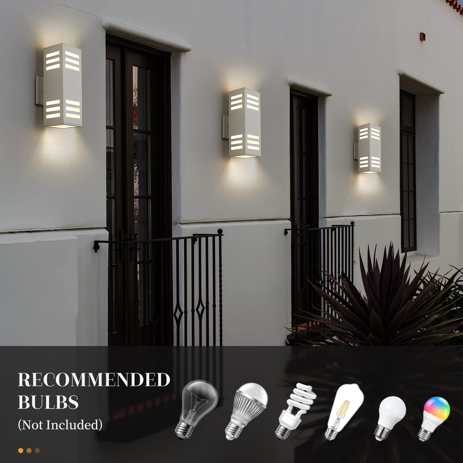 harriet Outdoor Wall Lights, Modern Outdoor Wall Sconces Aluminum Waterproof, 13" Rectangular Porch Light Up and Down Lighting for Outdoor Wall Mount, White