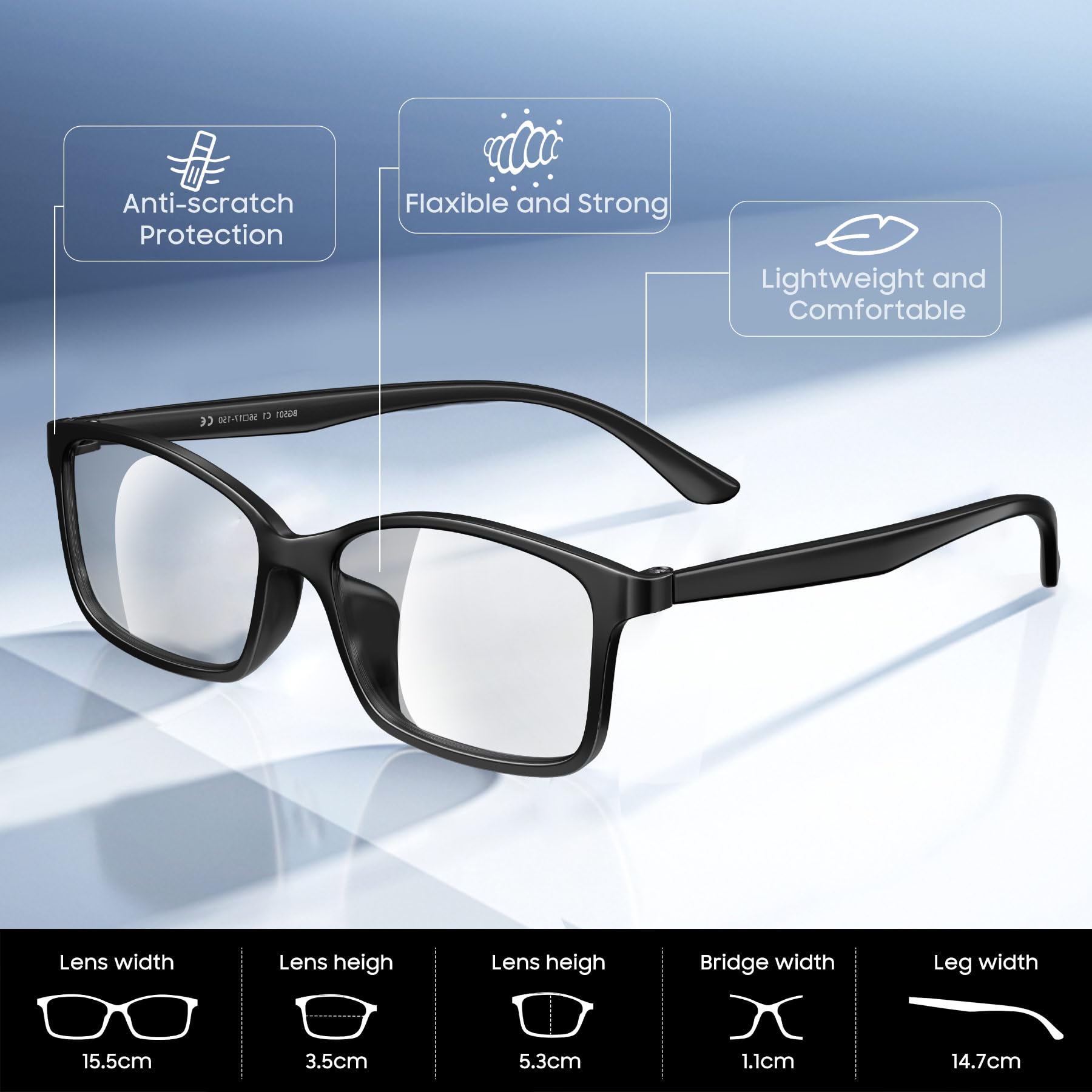 Blackview Blue Light Glasses for Women, Blue Light Glasses Men, Clear Lens Glasses, Computer Glasses, Gaming Glasses, Anti Eyestrain, Blocking TV/Phone/Computer/Blue Light Eyeglasses