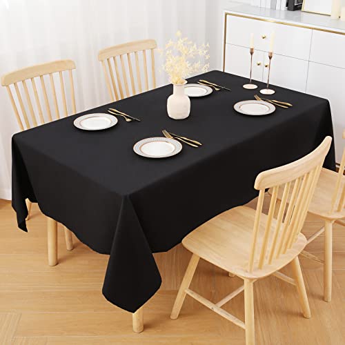 smiry Rectangle Table Cloth, Waterproof Stain Resistant Polyester Tablecloth, Decorative Washable Fabric Table Cover for Dining, Buffet, Parties and Outdoor, 60x84, Black