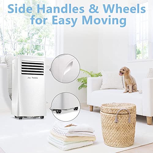 Joy Pebble Portable Air Conditioner 8000 BTU for Small Room, 3-in-1 AC Unit with Fan & Dehumidifier Cools 350 sq. ft, Energy Saving Portable AC with ECO Mode, 2 Fan Speeds, Auto Swing, 24H On/Off Timer, Full-Function LED Remote Control