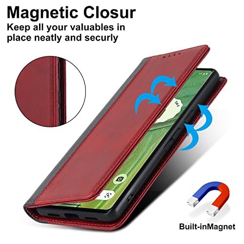 Ｈａｖａｙａ for Google Pixel 7 Case Wallet with Card Holder,for Pixel 7 Phone case for Women,for Google 7 flip Cover with Credit Card Slots - Red and Black