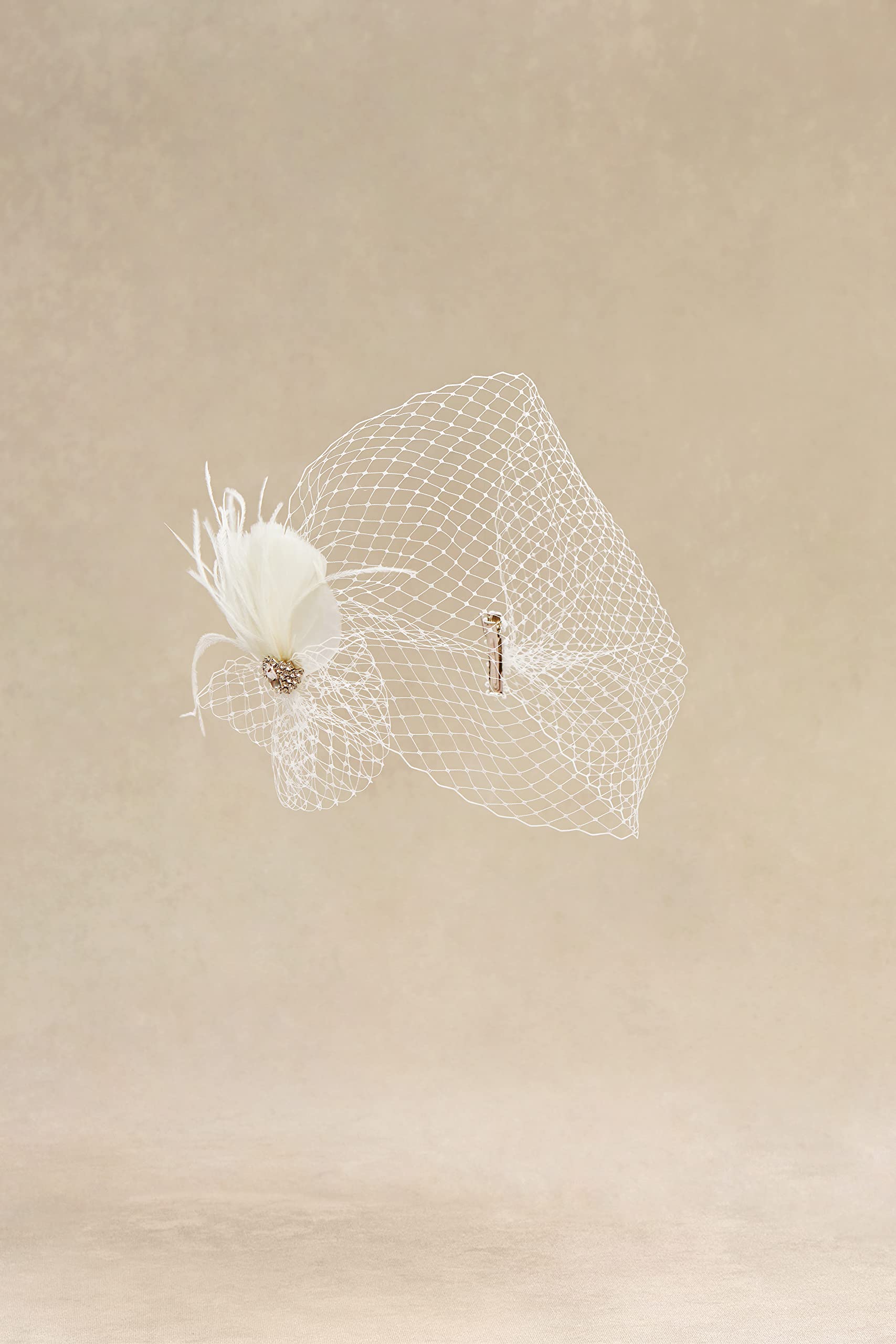 BABEYOND Veil Fascinator Hat for Women Feather Fascinators Hair Clip with Removable Veil Tea Party Hat Bridal Wedding