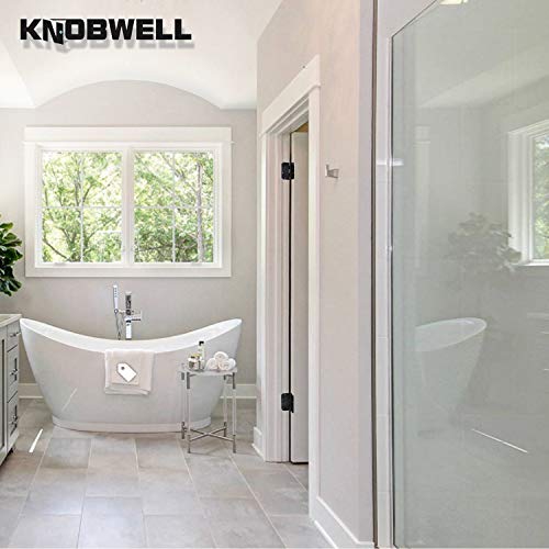 KNOBWELL 3 Pack 8-Hole 5/8-Inch Radius Door Hinges for Interior and Exterior Door Use, 4-Inch by 4-Inch Matte Black Door Hinges