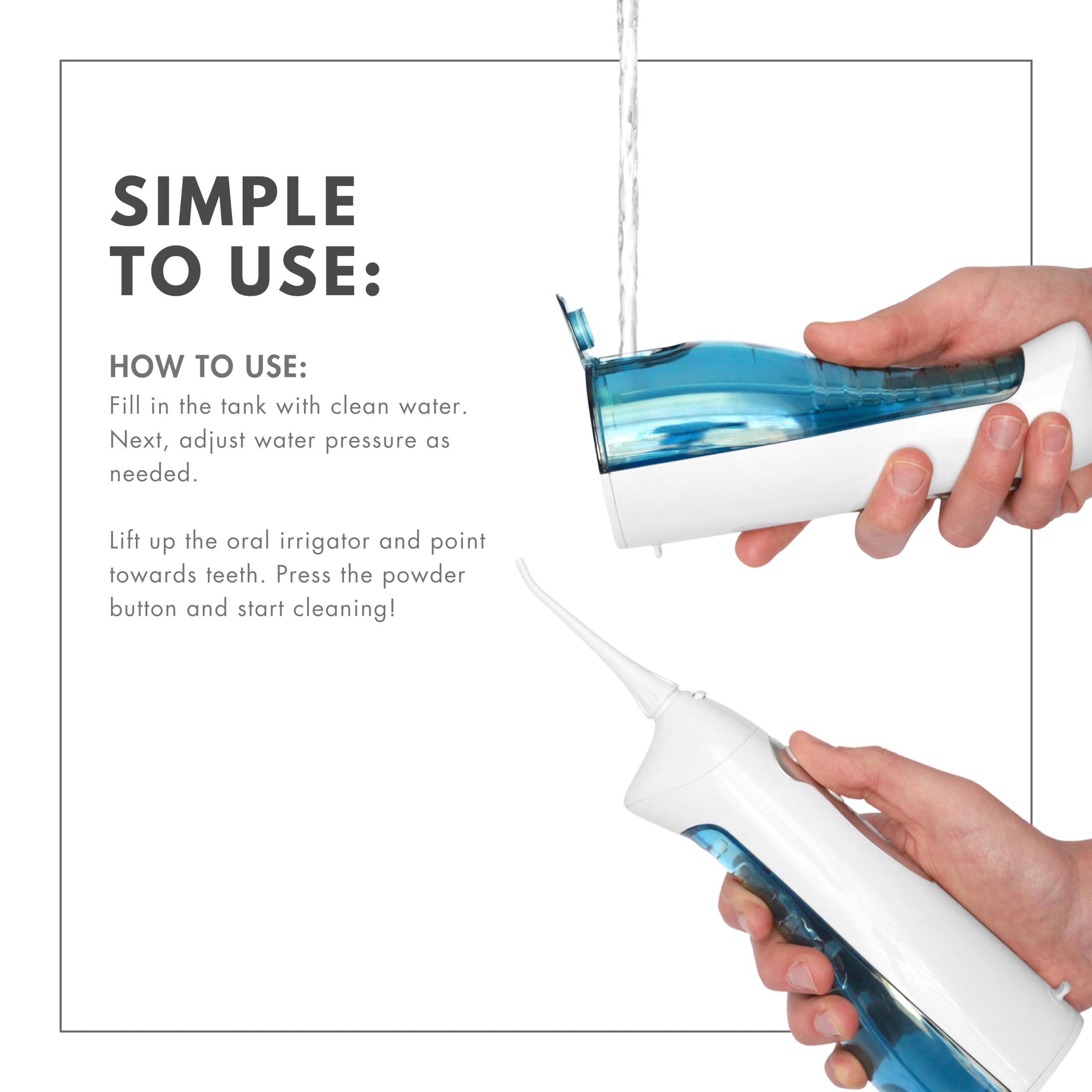 ToiletTree Products Oral Irrigator by Poseidon Portable and Cordless Water Flosser (w/Charging Cradle, White)