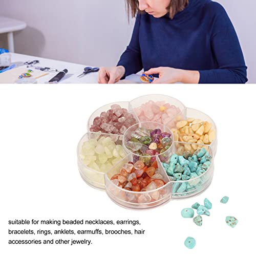 HERCHR Crystal Beads for Ring Making, Crystals Gemstone Beads for Jewelry Making, 7 Colors Crystal Ring Making Kit with Plastic Box for Jewelry Ring, Bracelets, Earring Making Supplies