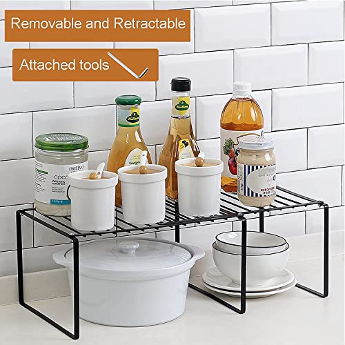 Expandable Stackable Kitchen Cabinet Storage and Counter Shelf Organizer,Shelf Risers,Kitchen Shelves, Cabinet Organization with Spice Rack,Space Saving in Kitchen, Pantry, Bathroom, Bedroom, Office