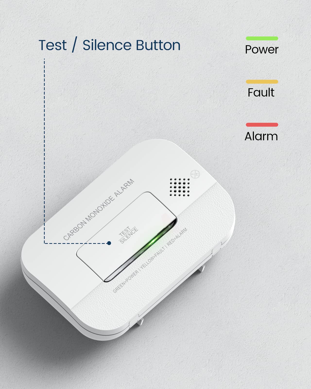 Ecoey Carbon Monoxide Detector, Replaceable Battery-Operated CO Detector with Human Alarm Sounds and Test Button, Carbon Monoxide Alarm for House and Bedroom, FJ127, 1 Pack