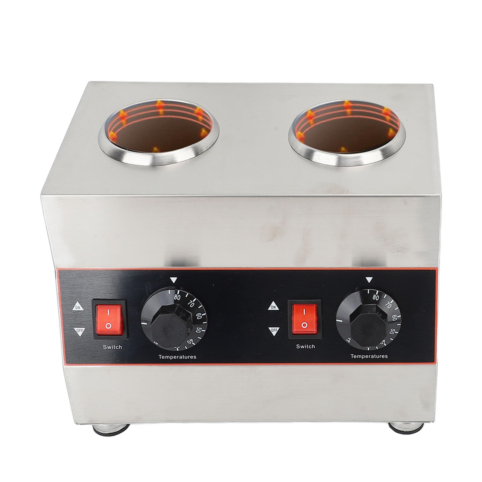 Double Bottle Nacho Cheese Warmer 1300ml Commercial Sauce Heater with Adjustable Temp, Hot Fudge Warmer for Cheese Dispensing & Caramel