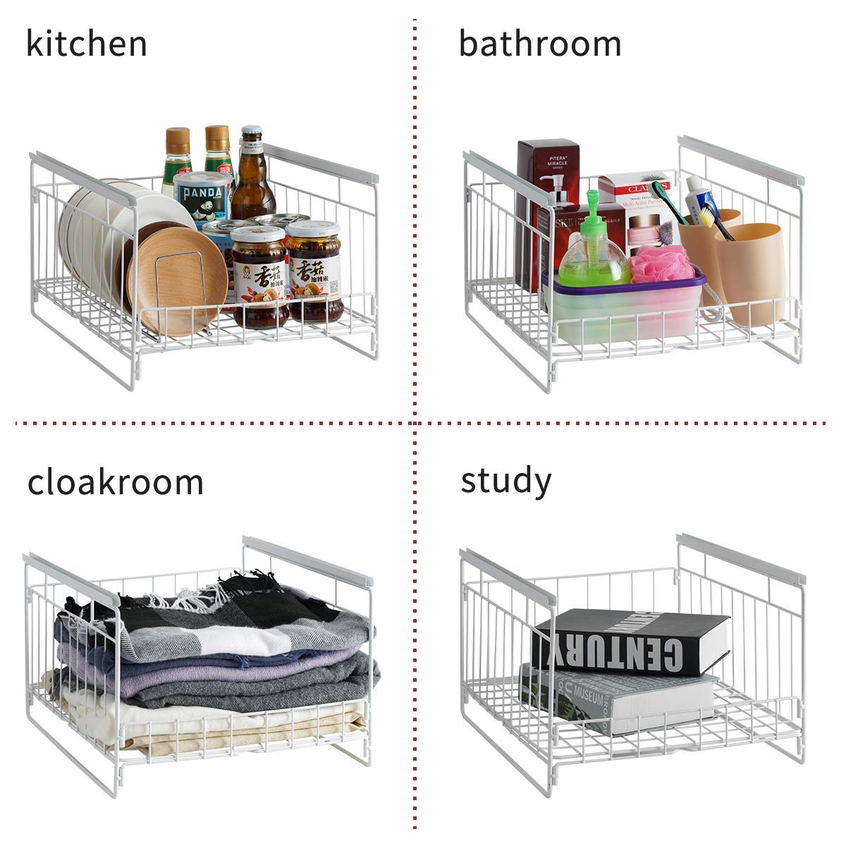 PINNIYOU Storage Organizer, Stainless Steel Free Combination Detachable Multifunctional for Kitchen, Closet, Desk Storage (2 Layers)