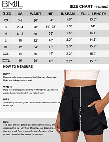 BMJL Womens High Waisted Shorts Running Athletic Shorts Pockets Quick Dry Shorts(S,White)
