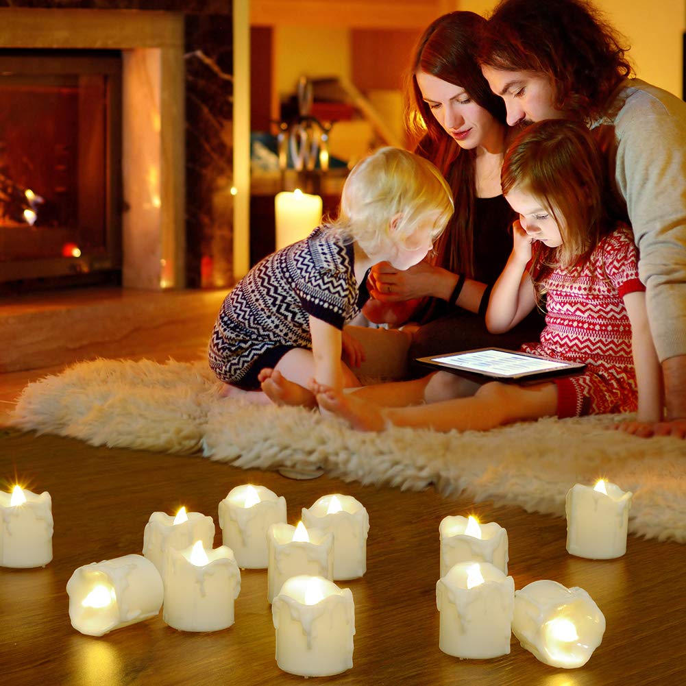PChero Battery Operated Tea Lights with Timer, 12pcs Warm White LED Timed Flameless Candles Flickering, 6Hours On Per 24Hours Cycle, Ideal for Thanksgiving Christmas Wedding Home Decor