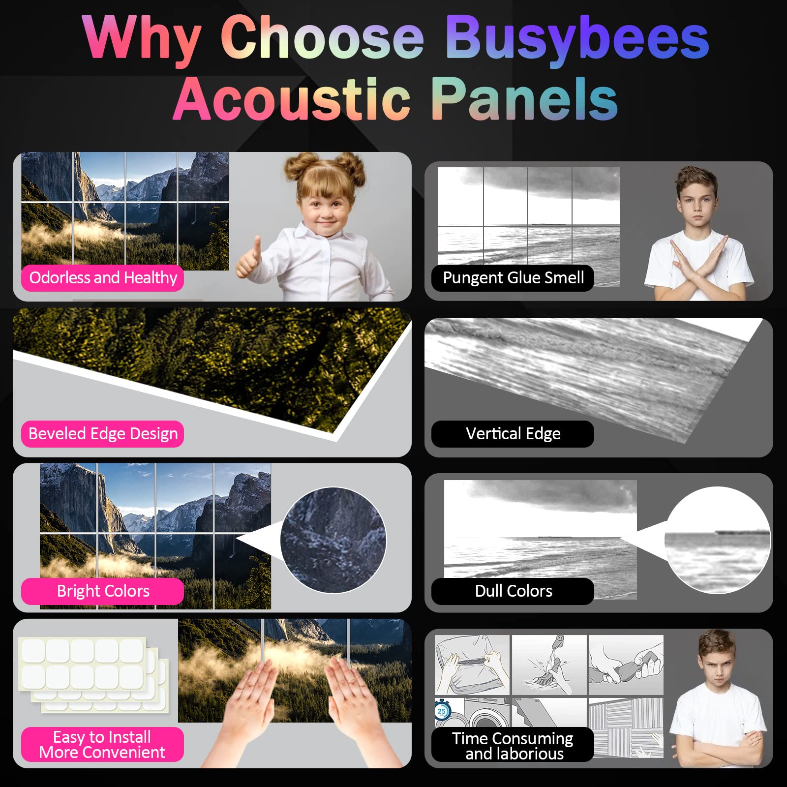 BUSYBEES Art Acoustic Panels with Self-Adhesive,48 x 32Inches Acoustical wall panel,Better Decoratve Than Sound Proof Foam Panels, Studio Office Home Acoustic Treatment,Misty Peaks