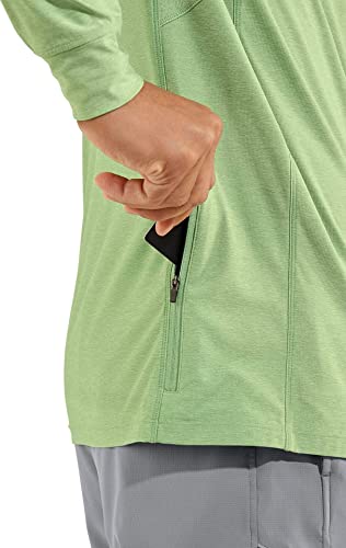 Coolibar UPF 50+ Men's Agility Performance Pullover - Sun Protective (X-Large- Spring Green Heather)
