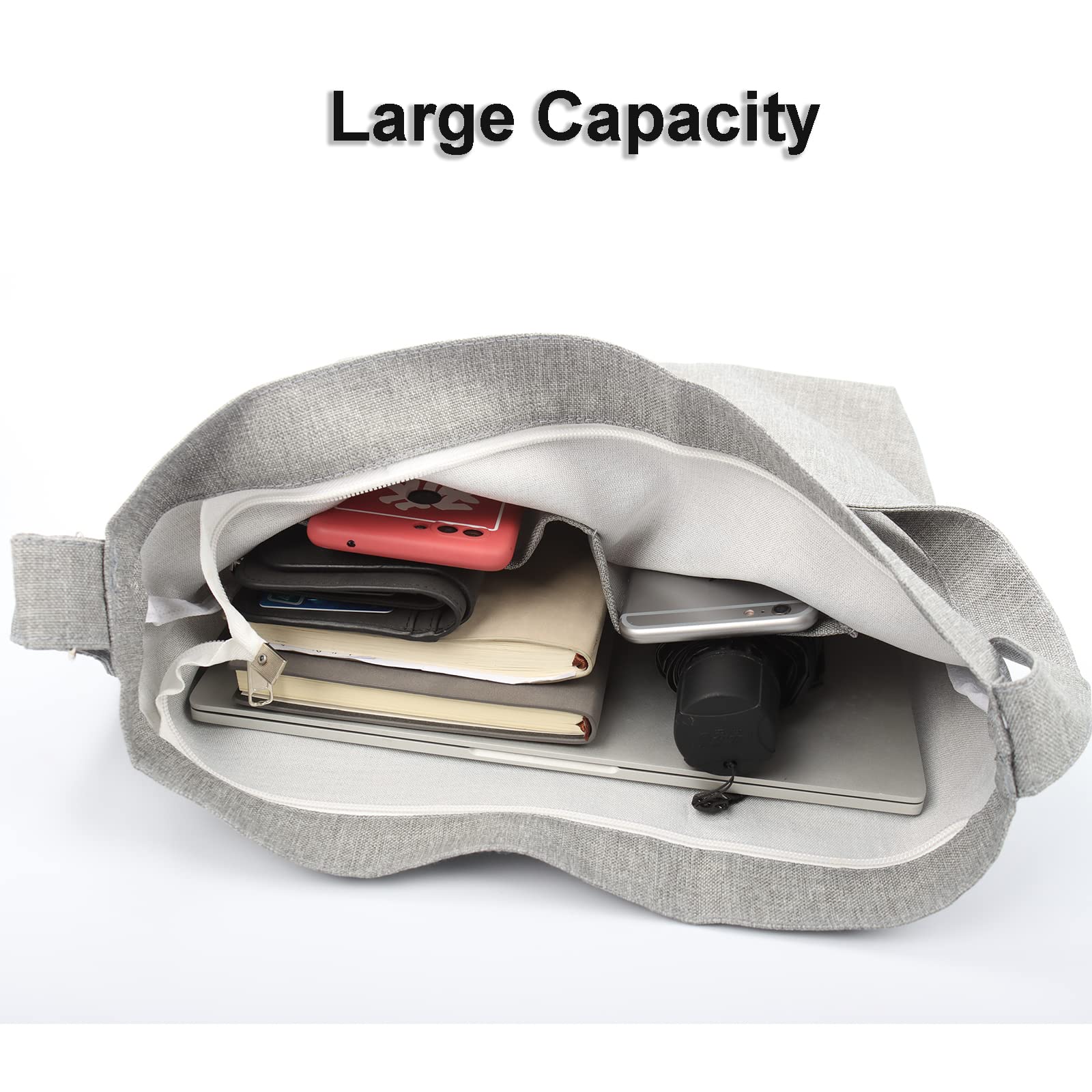 TCHH-DayUp Hobo Bags for Women Canvas Crossbody Tote Large Cute Handbags Casual Shoulder Purses Gray