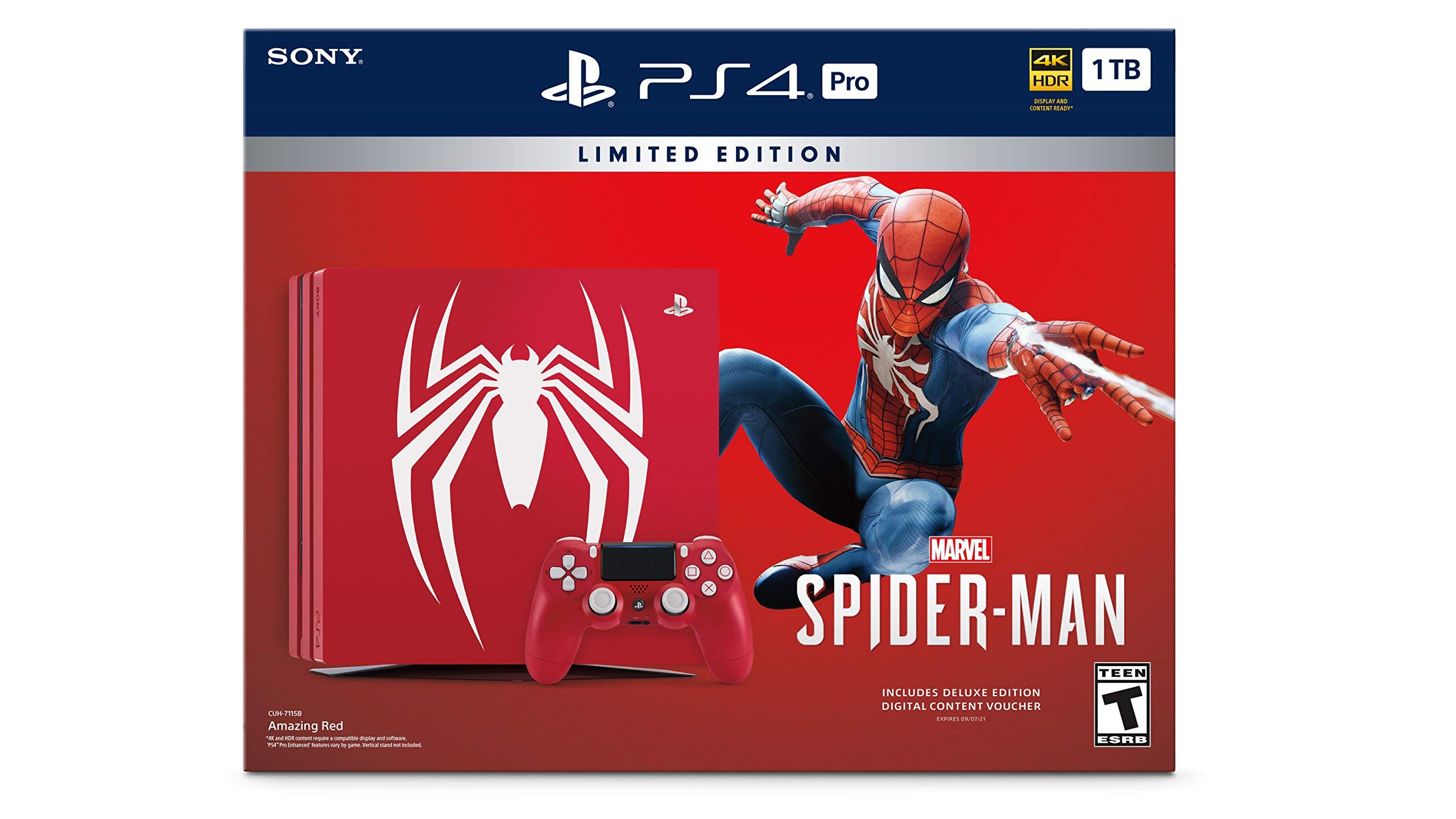 PlayStation 4 Pro 1TB Limited Edition Console - Marvels Spider-Man Bundle [Discontinued] (Renewed)