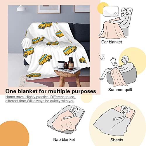 Fluffy Flannel Throw Blanket, School Bus Decorative Blanket, Soft Plush Blanket, Warm Cozy Fleece Blanket Throw, Breathable Blanket Throw for Couch Bed Sofa Home Decor 50"x60"