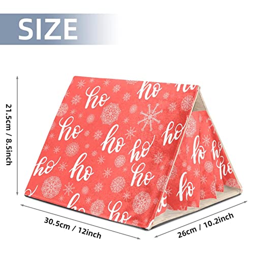 enheng Small Pet Hideout Christmas Ho Red Pattern Hamster House Guinea Pig Playhouse for Dwarf Rabbits Hedgehogs Chinchillas