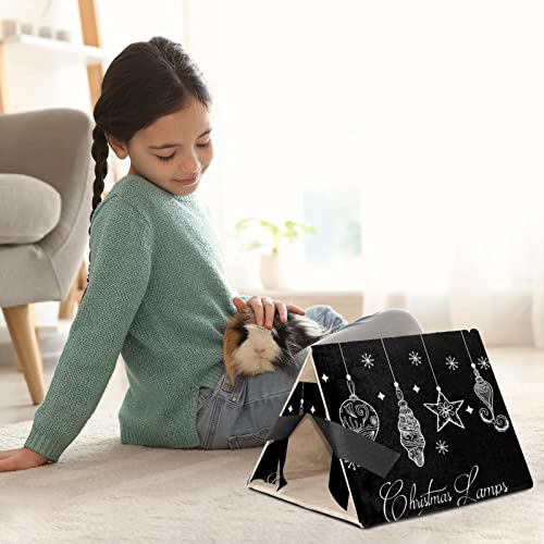 enheng Small Pet Hideout Christmas Lamps Background Hamster House Guinea Pig Playhouse for Dwarf Rabbits Hedgehogs Chinchillas