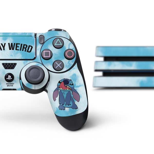 Skinit Decal Gaming Skin Compatible with PS4 Pro Bundle - Officially Licensed Disney Lilo and Stitch Stay Weird Design