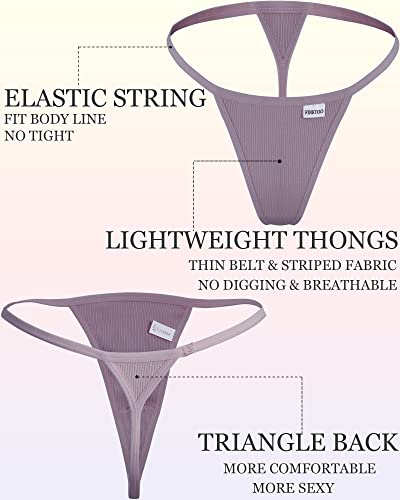 FINETOO 6 Pack G String Thongs for Women Cotton Panties Low Rise Stretch T-back Tangas Sexy Underwear Womens S-XL