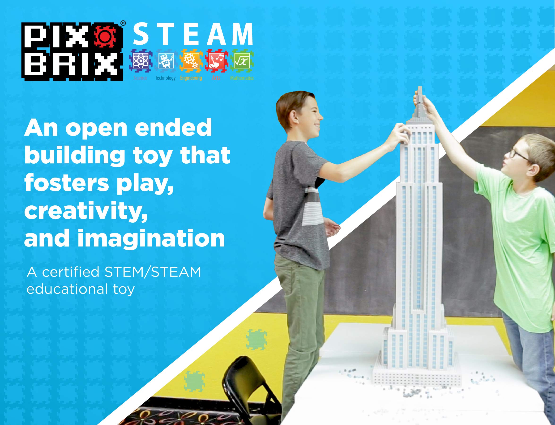 Pix Brix Pixel Art Puzzle Bricks Bundle - 4,500 Piece Pixel Art Kit, Mixed 32 Color Palette (Light, Medium, Dark) - Interlocking Building Bricks, Create 2D and 3D Builds - Stem Toys, Ages 6 Plus