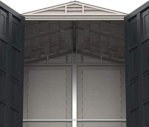 Duramax 35525 Yarmate Plus Outdoor Vinyl Storage Shed, Adobe/Gray