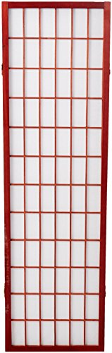 Oriental Furniture 5 ft. Tall Window Pane Shoji Screen - Rosewood - 4 Panels