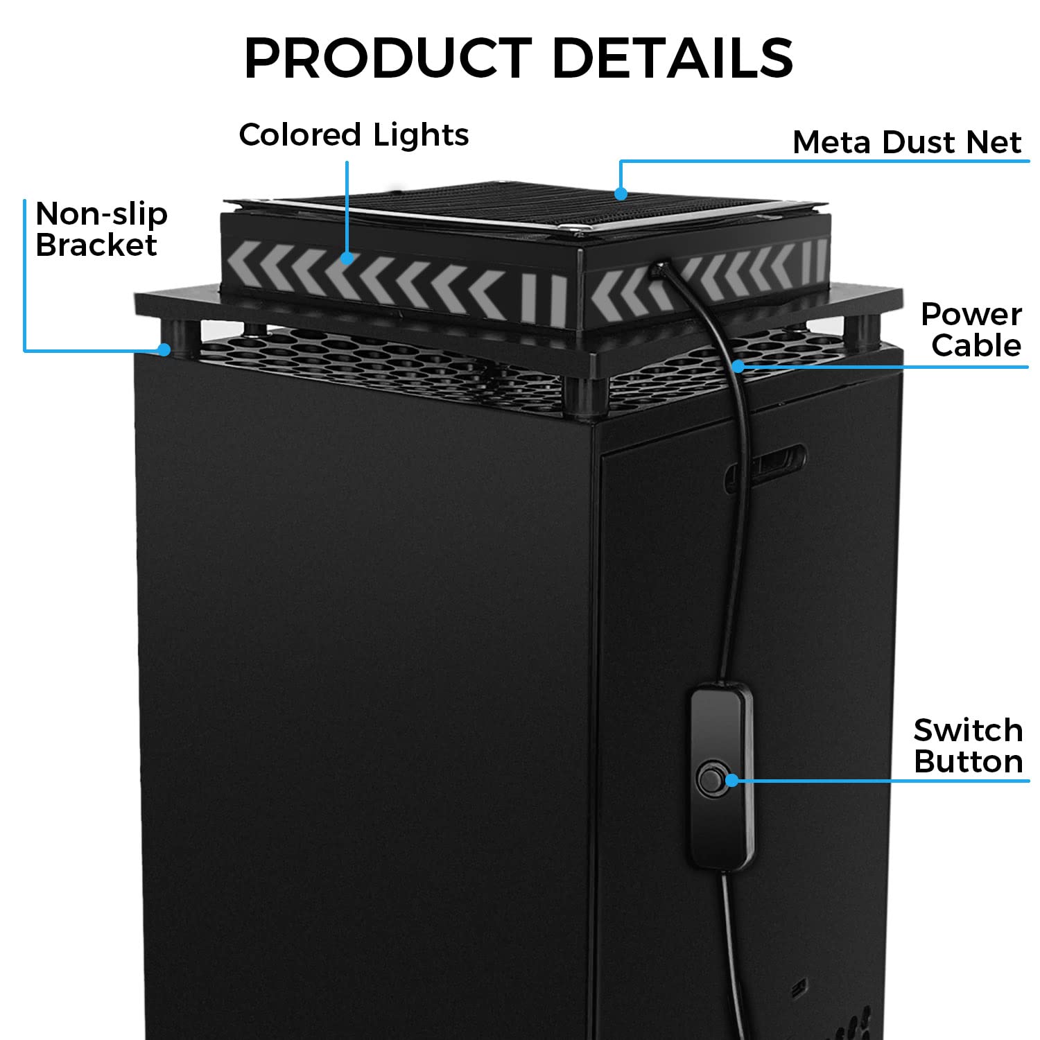 Cooling Fan Compatible with Xbox Series X - Sonicgrace Fan Cooler for Xbox Series X with RGB LED Light, Dust-proof, One-button Control, Low Noise Top Fan for Series X Accessories
