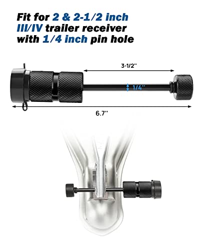 JOYTUTUS Trailer Hitch Lock, 1/4" Dia 3-1/2” Long Pin, with 2 Keys 2 O-Rings, for Trailer Truck Car Boat, Anti-Theft and Waterproof Towing Hitch Lock