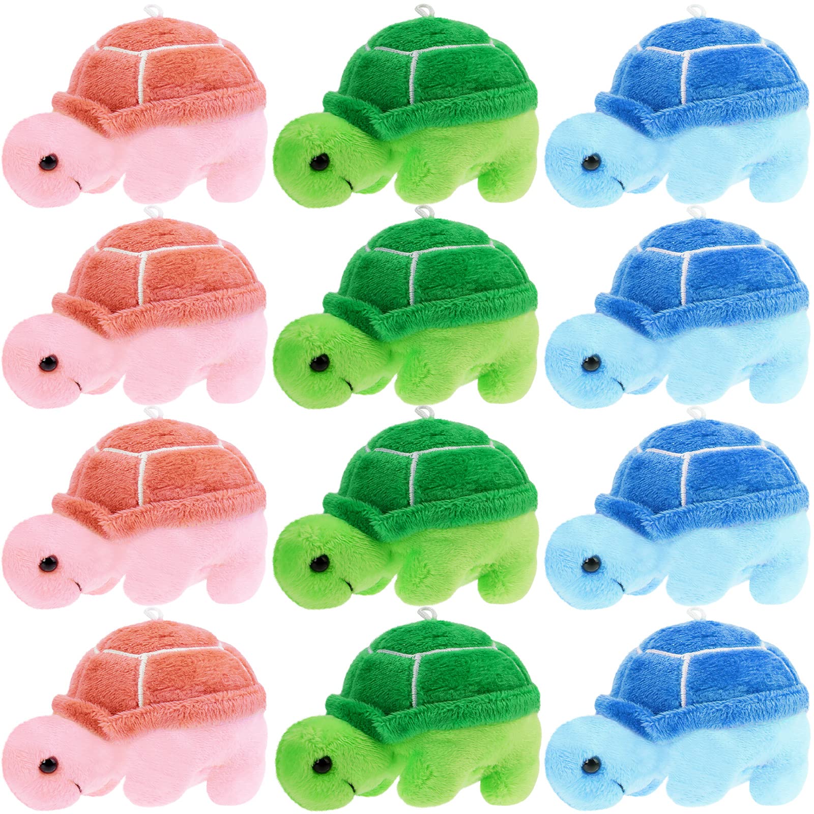Skylety 12 Pieces Christian Charity Donation Supplies Mini Turtle Stuffed Toy Soft Turtle Animal Plush Toys Turtle Cute Stuffed Animal for Adults Birthday Party Decorations(Simple Style)
